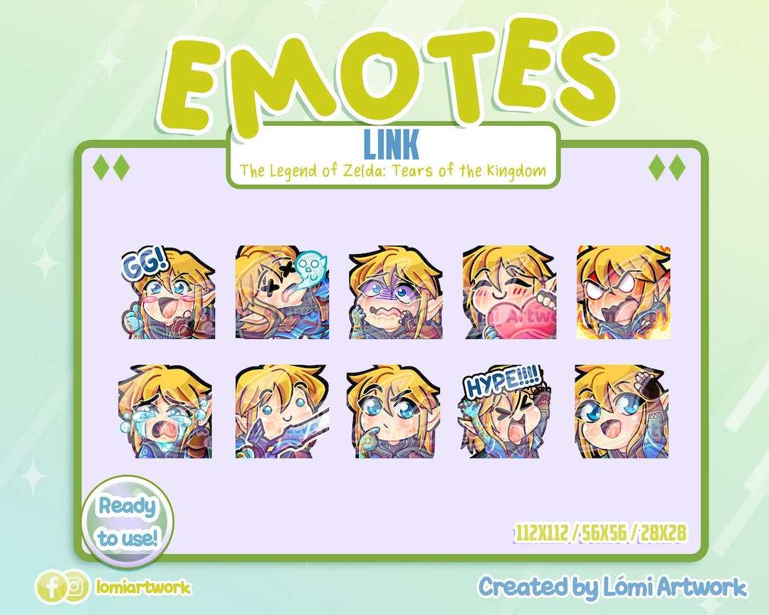 Zelda Link Emotes: Tears of the Kingdom, Chibi Style (digital Download ...