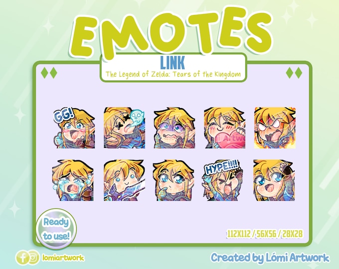 Zelda Link Emotes: Tears of the Kingdom, Chibi Style (digital Download ...