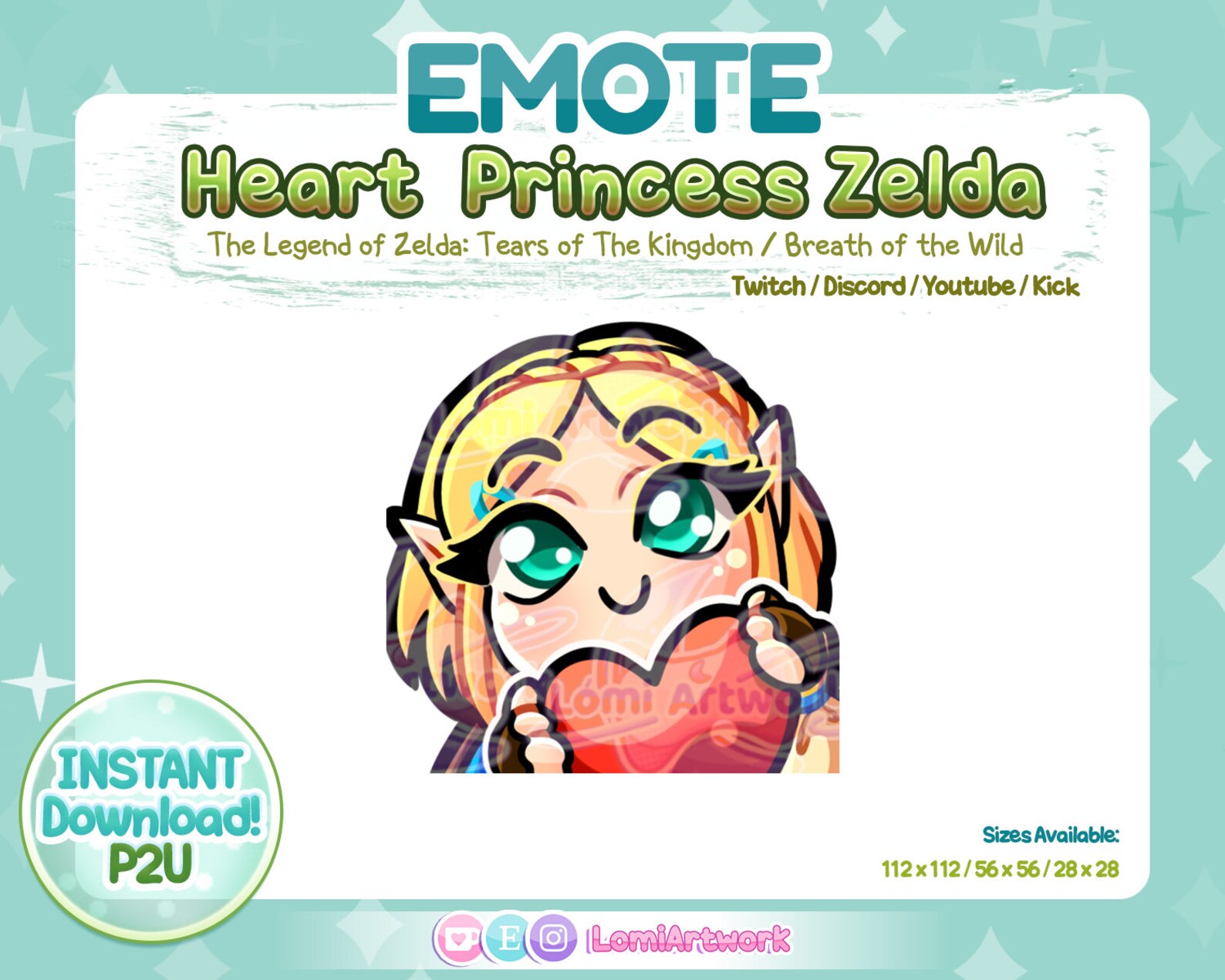 The Legend of Zelda: Princess Zelda Heart Holding Emote - Etsy