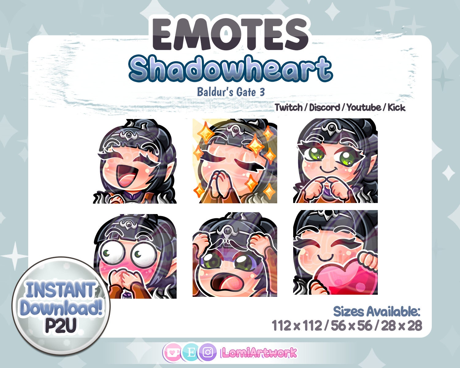 SHADOWHEART EMOTES Baldur's Gate 3 Twitch/discord/youtube/kick 6 ...