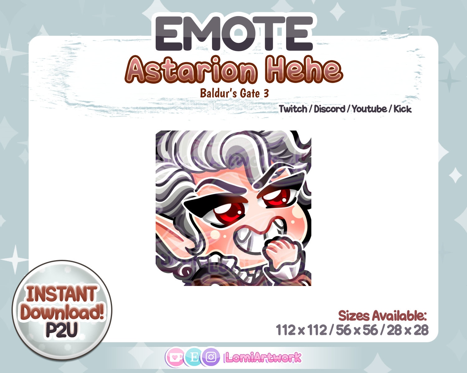 ASTARION HEHE Emote - Baldur's Gate 3 - Twitch/discord/youtube/kick - 6 ...