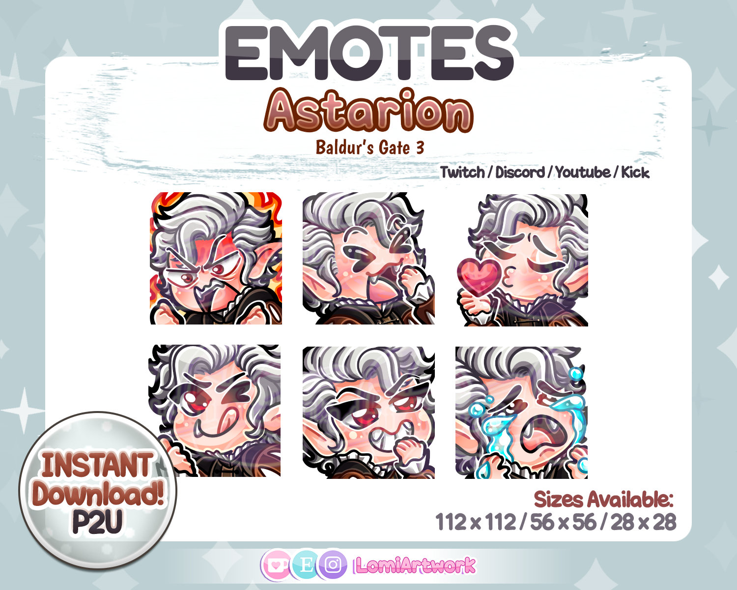 ASTARION EMOTES Baldur's Gate 3 - Etsy Australia