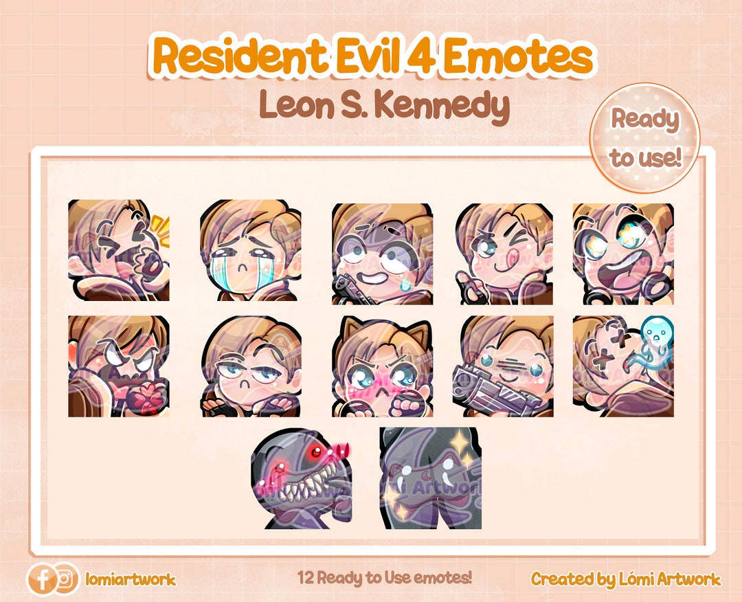 Resident Evil 4 Emotes: Leon Kennedy Chibi Style (instant Download) - Etsy