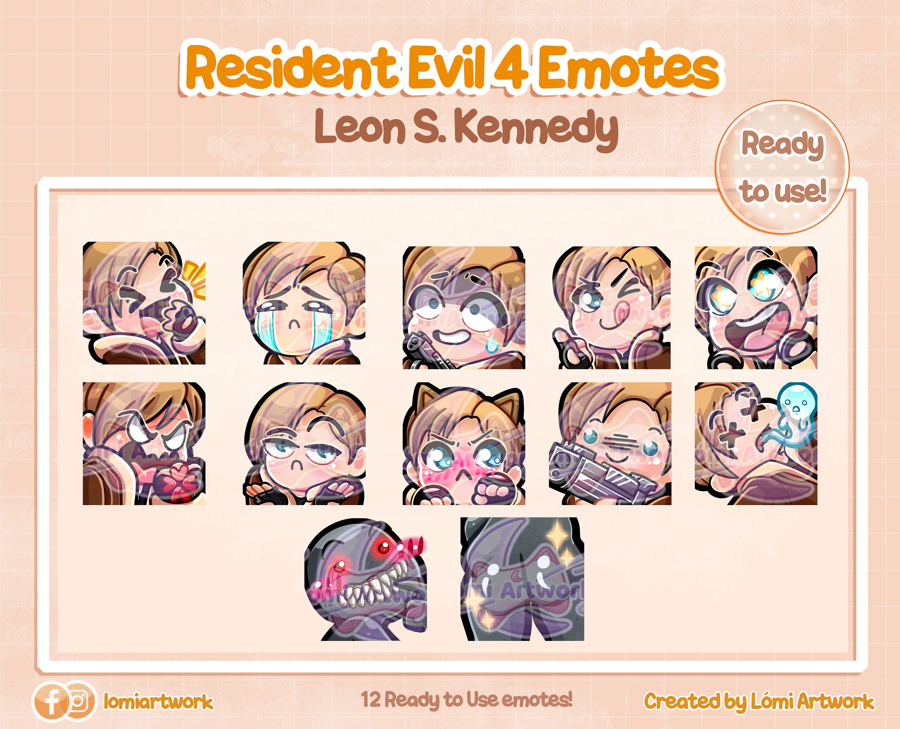 RESIDENT EVIL 4 EMOTES Leon S. Kennedy P2u/instant Download/ready to ...