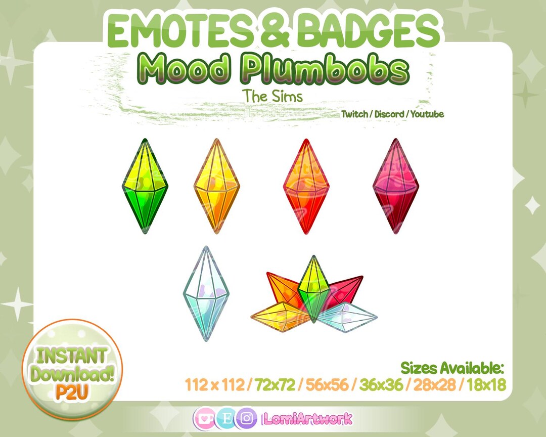 The Sims Mood Plumbob Emotes/badges: Twitch/discord/youtube (instant ...