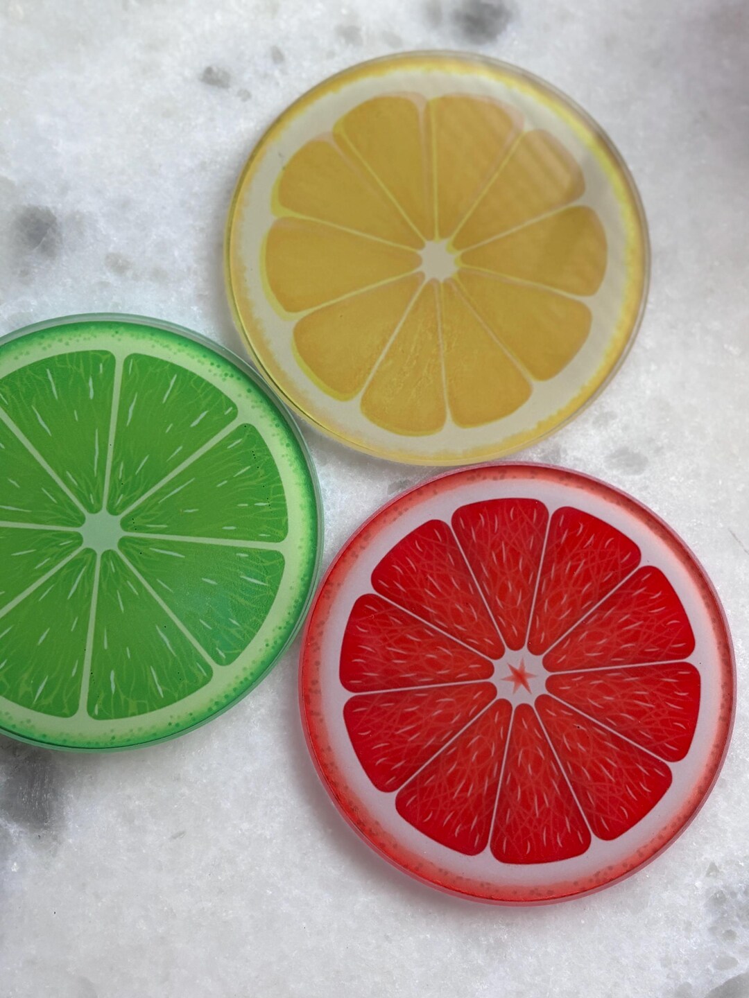 Citrus Fruit Glass Coasters - Lemon, Lime, Grapefruit - Set of 3 - Etsy