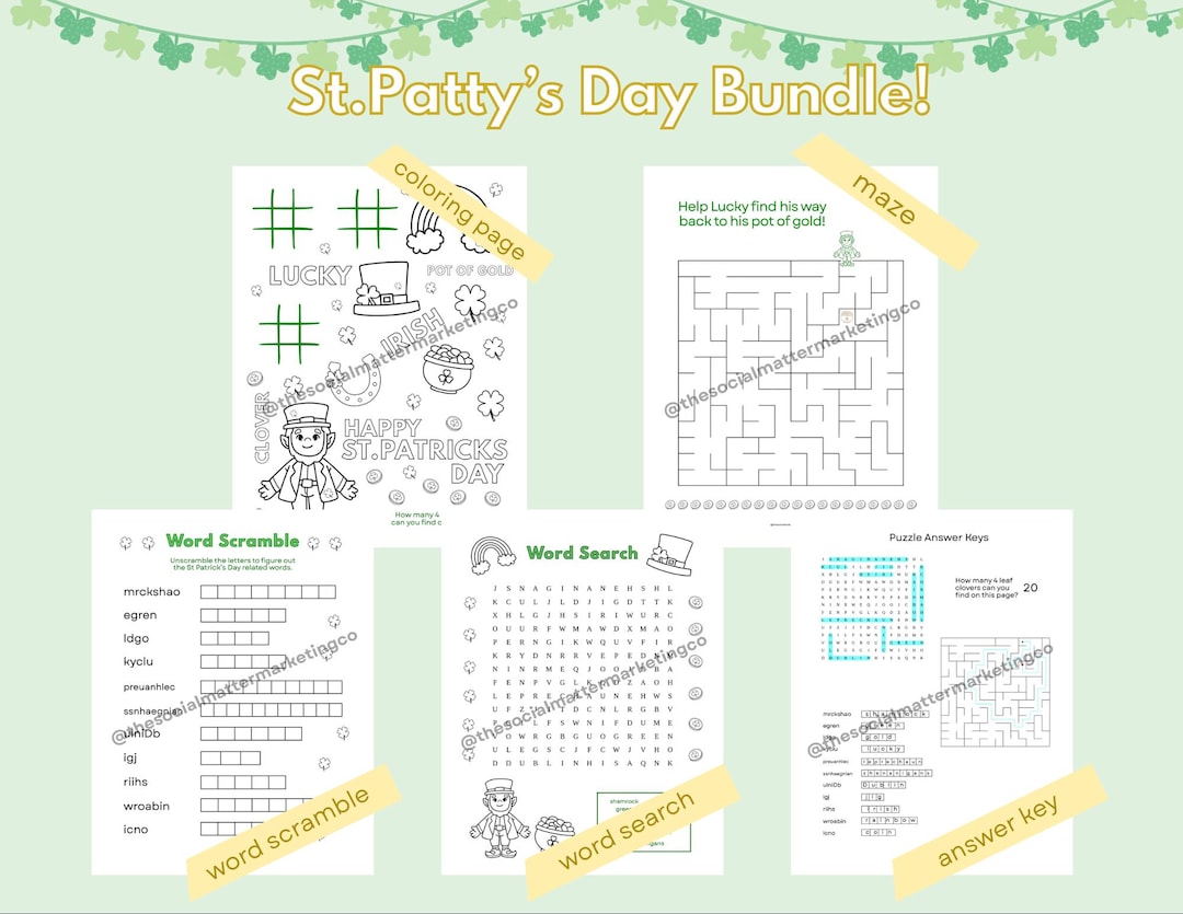 St Patrick’s Activity Bundle - Etsy