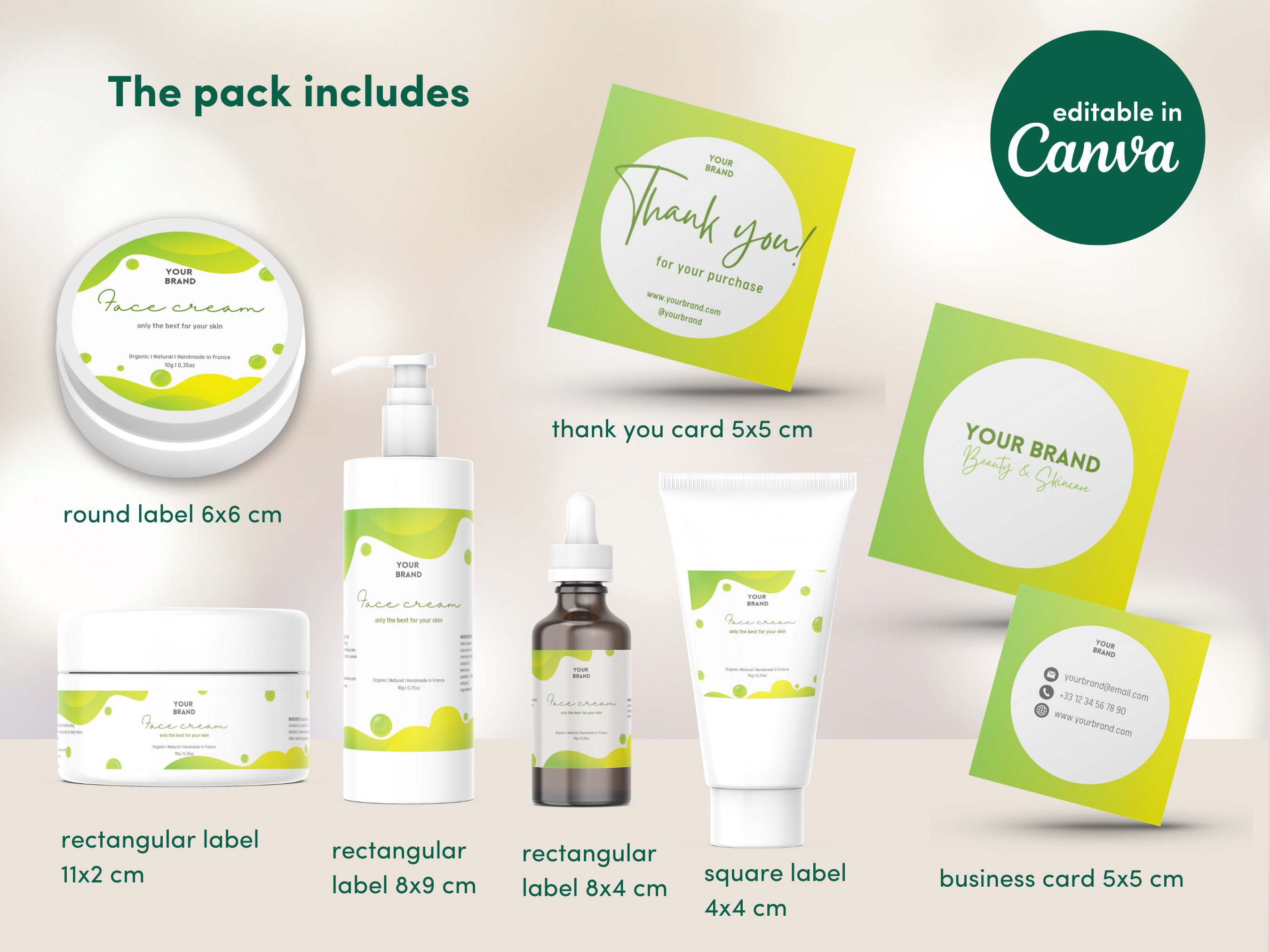 Editable Cosmetic Product Labels, Printable Labels for Skincare ...