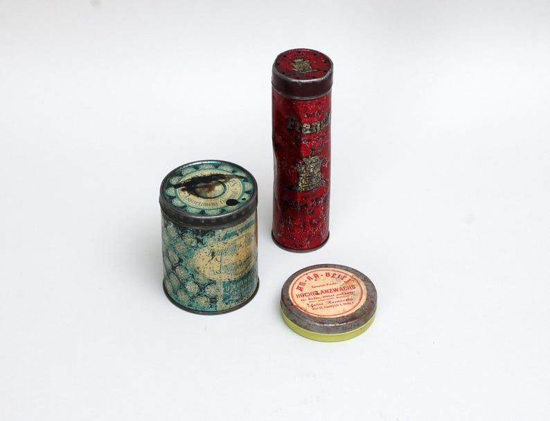 Antique Patina Tin Can Set: 1920s Vintage Storage Tins, Austria - Etsy