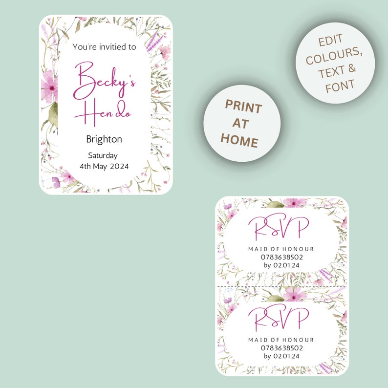 Hen Party Invitation. Editable, Printable and Digital. Hen Do Invite ...