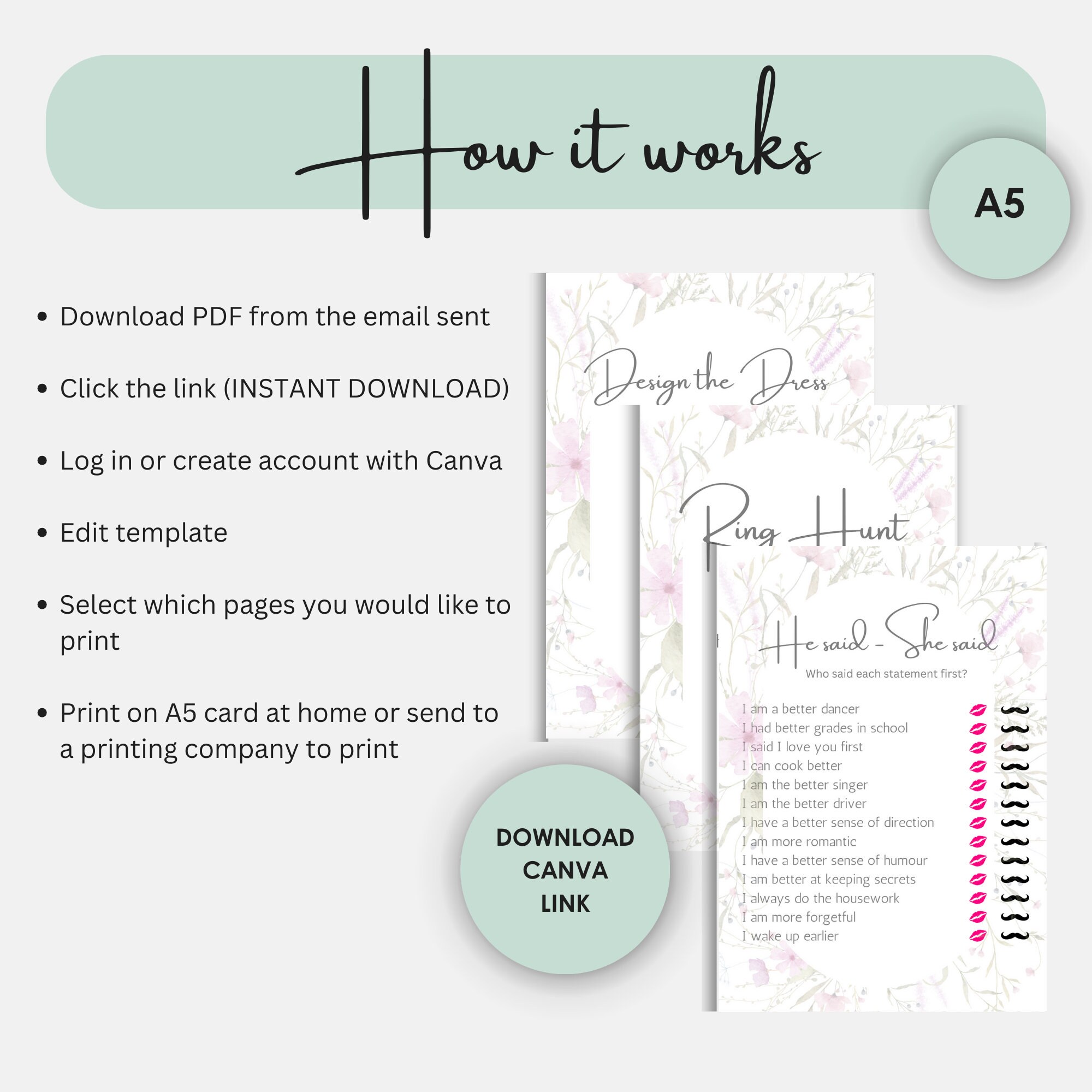 Hen Do Games. Hen Party Day/weekend. Editable Canva Template A5. Bride ...