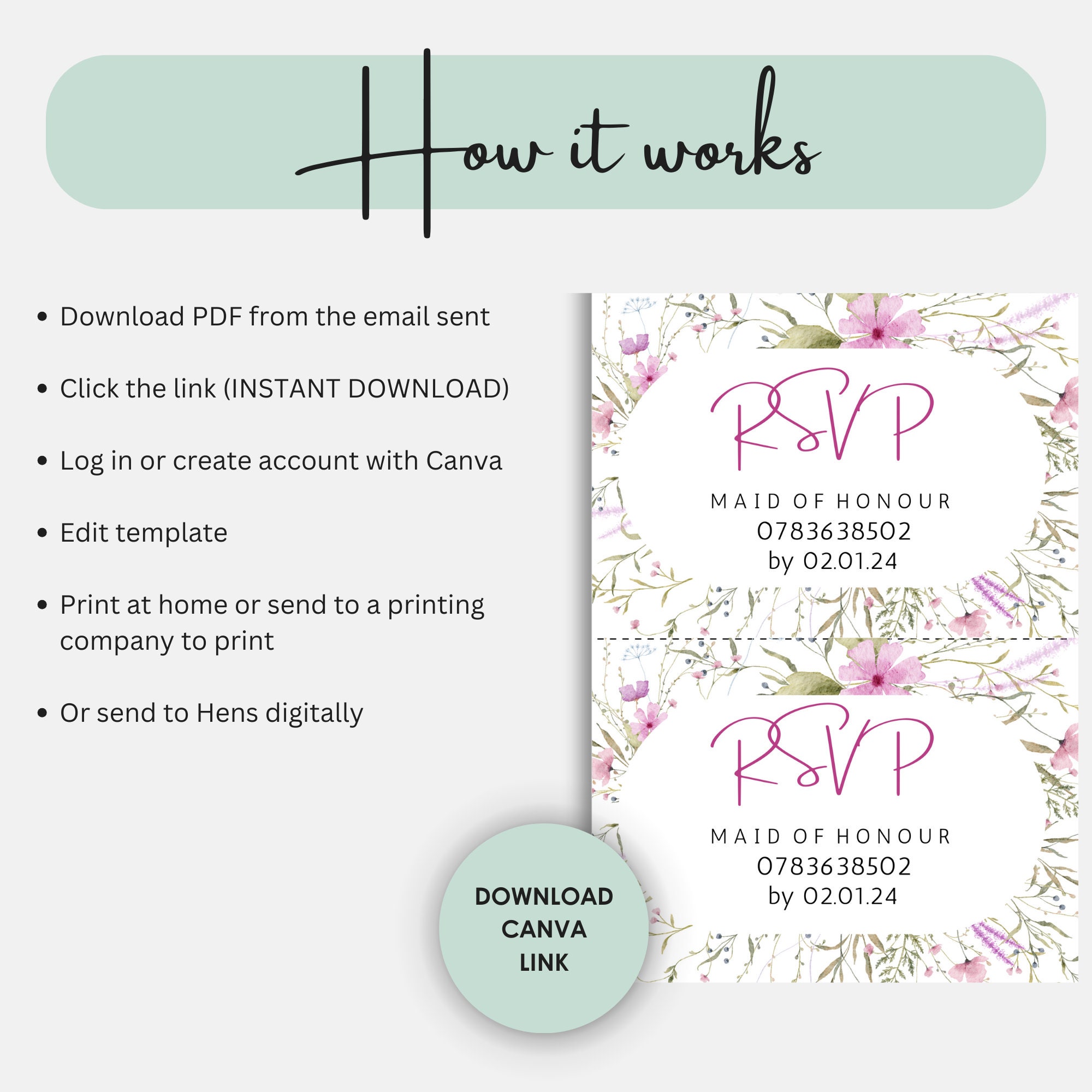 Hen Party Invitation. Editable, Printable and Digital. Hen Do Invite ...