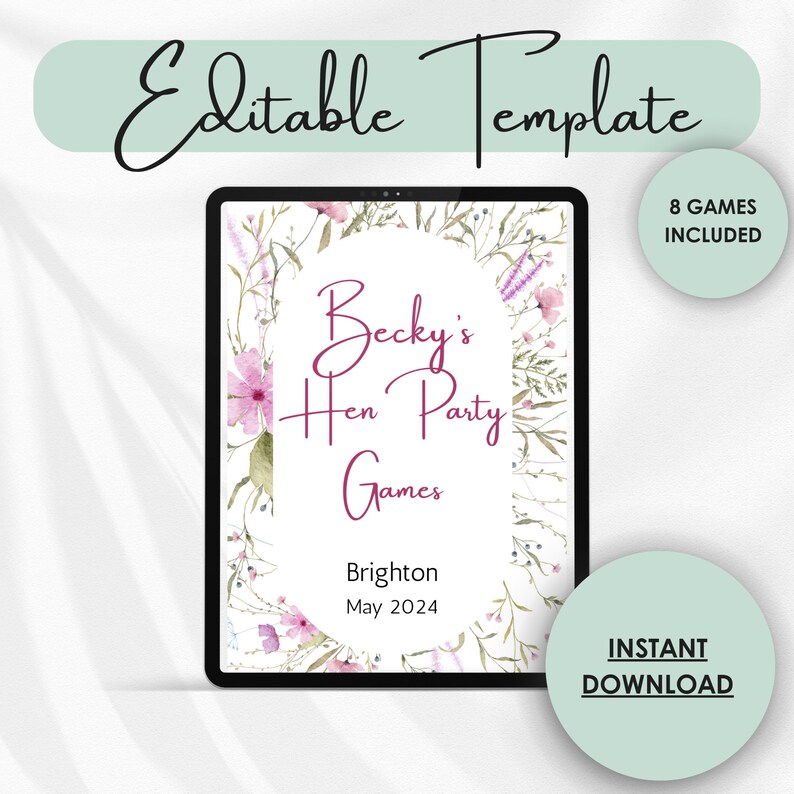 Hen Party Games, Editable A5 Template (digital Download) - Etsy