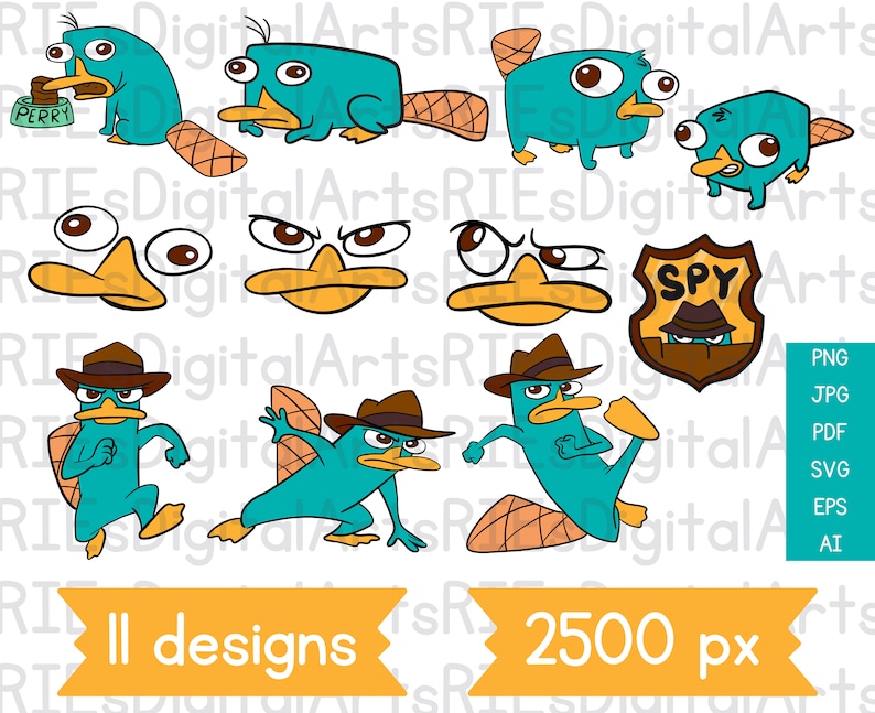 Agent P | Perry the Platypus | Phineas and Ferb | Svg Png Jpg Ai Eps ...
