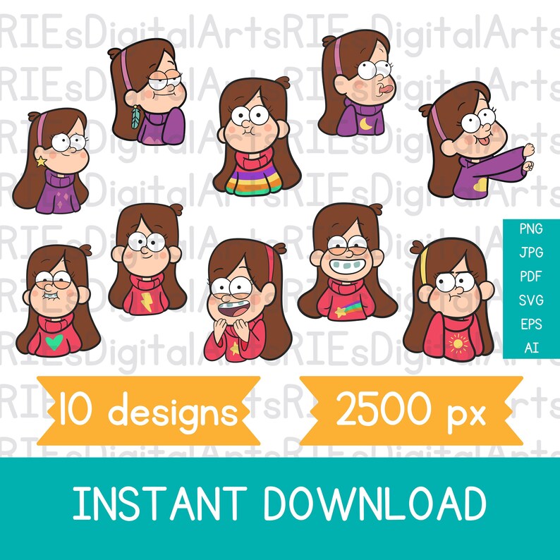 Mabel Pines | Gravity Falls | Svg Png Jpg Ai Eps Pdf | Cricut | Clipart ...