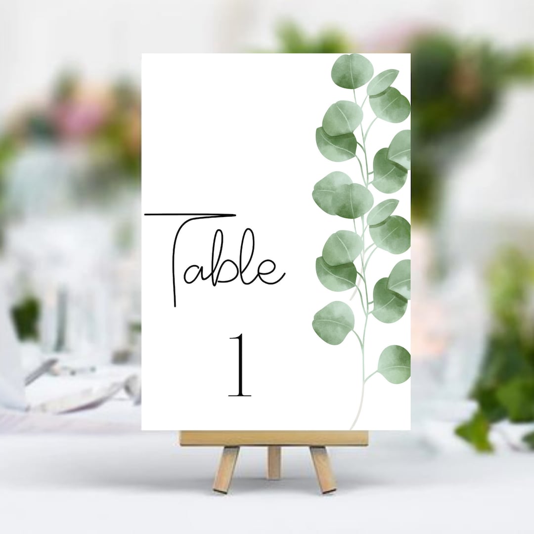 Watercolor Eucalyptus Wedding Table Numbers 1-25 (digital Download) - Etsy