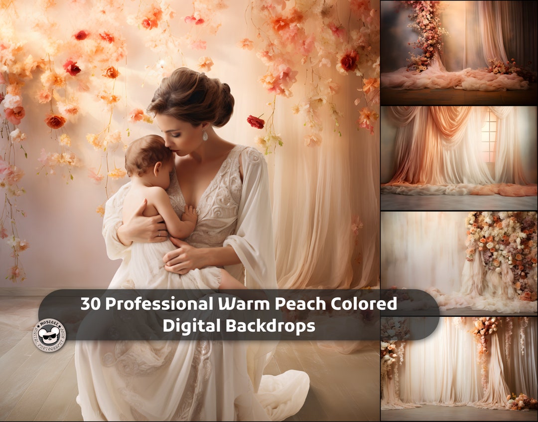 20 Warm Peach Digital Backdrops, Perfect for Your Wedding or Maternity ...