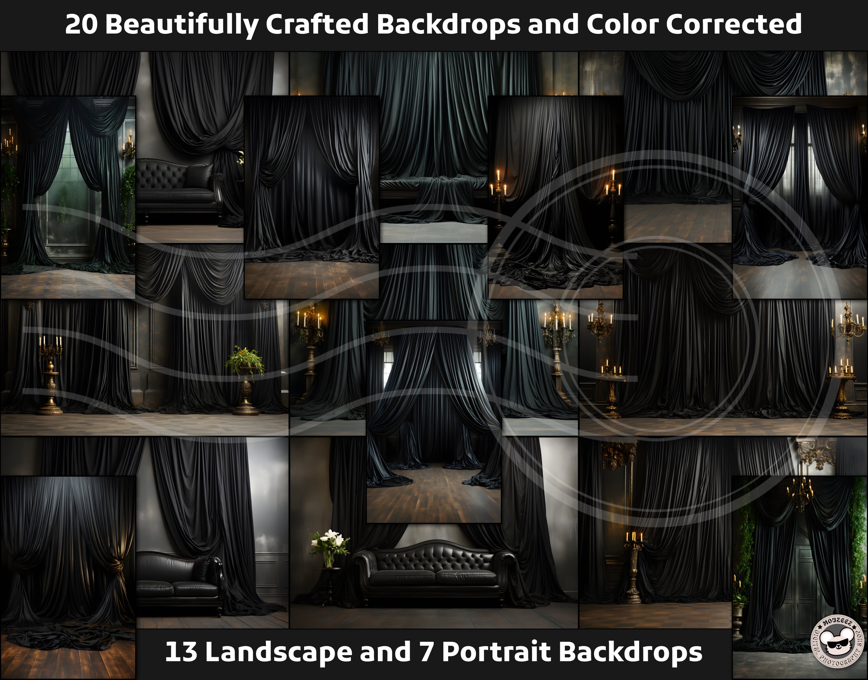 20 Satin Black Digital Photography Backdrops. High Quality Studio ...