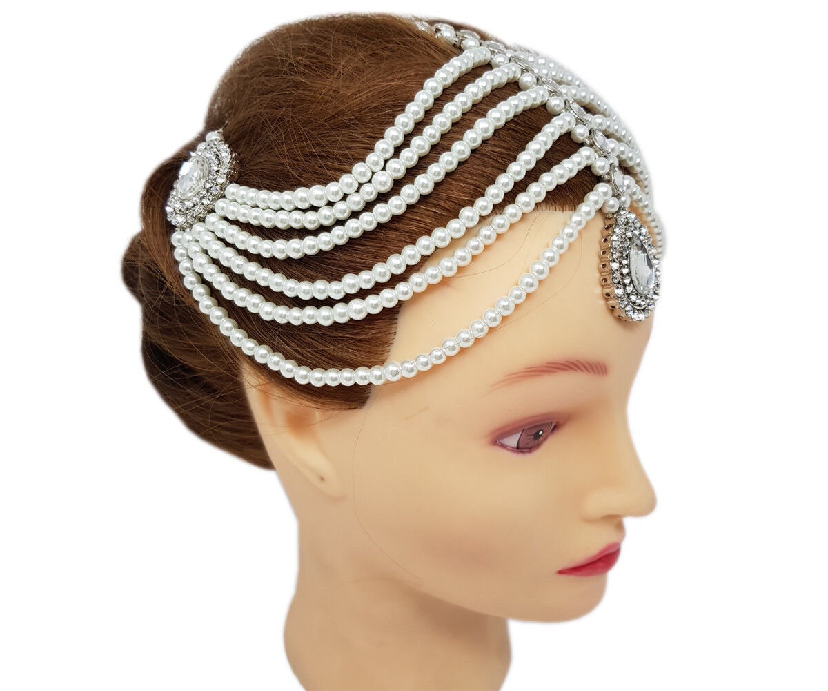 Jeweled Head Chain Wedding Boho Headpiece Bridal BOHO - Etsy