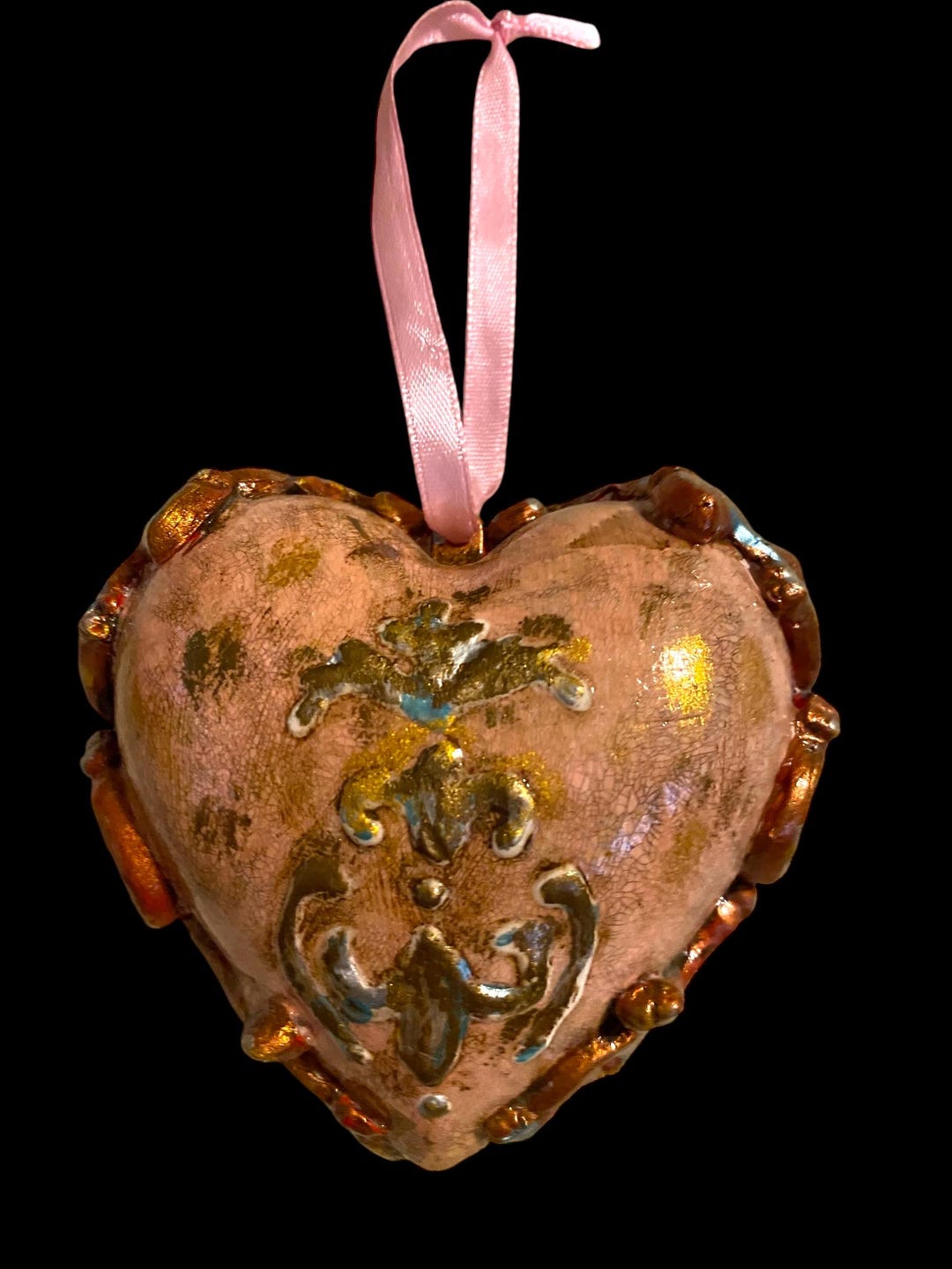 Heart Shaped Pink/ Rose Gold Ornaments - Etsy