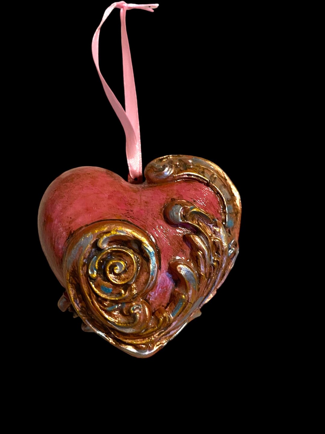 Heart Shaped Mauve Metal Ornaments - Etsy