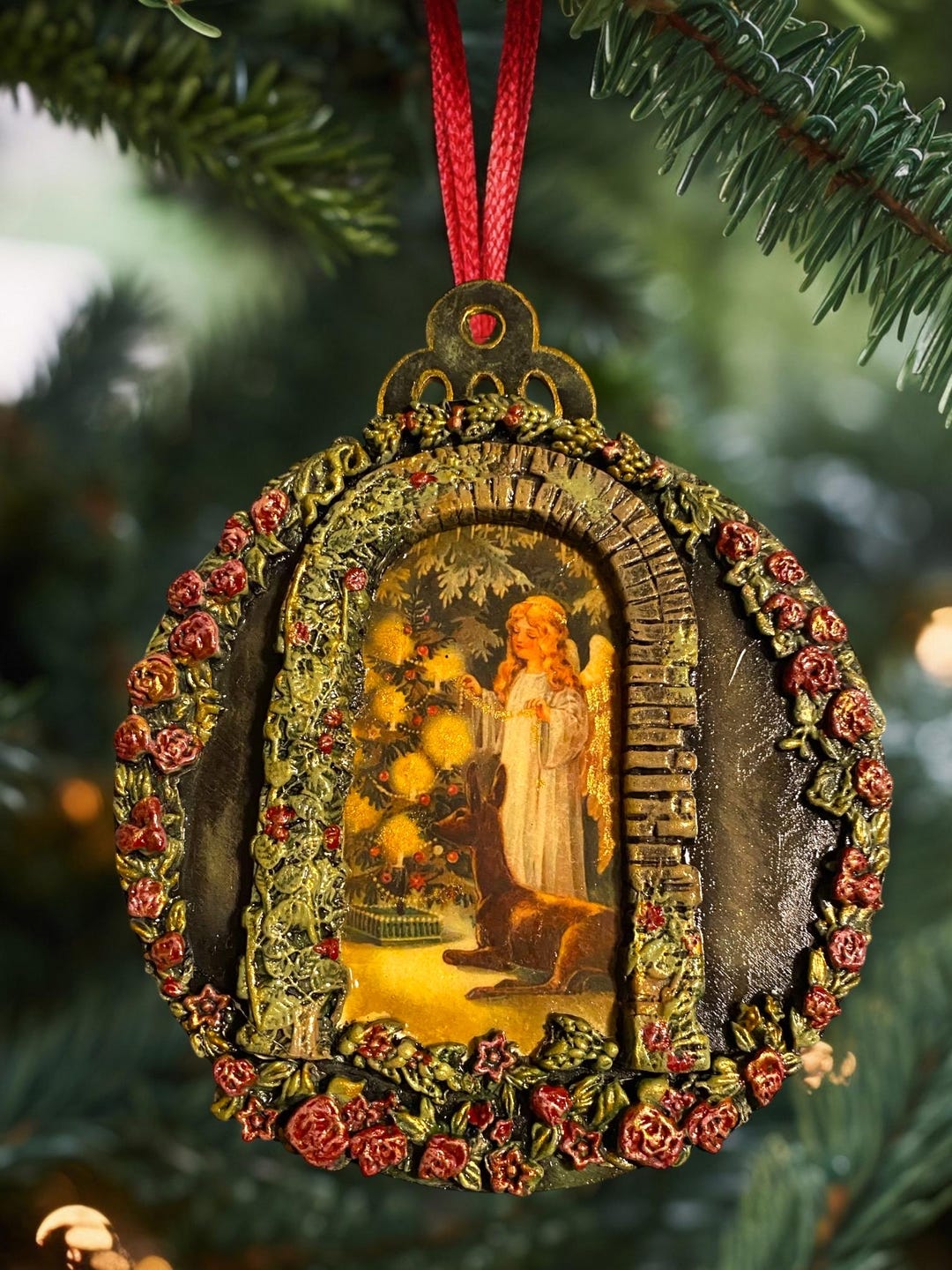 Angel Garden Round Flat Wooden Ornament - Etsy