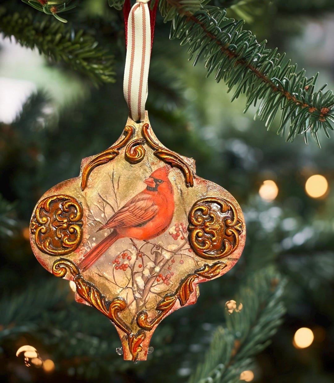 Red Bird Wooden Ornament - Etsy