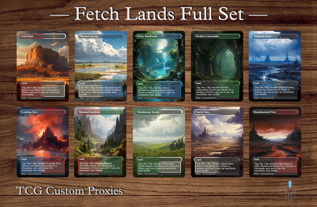 Fetch Lands Full Set Magic Playtest Proxy Fullart - Etsy