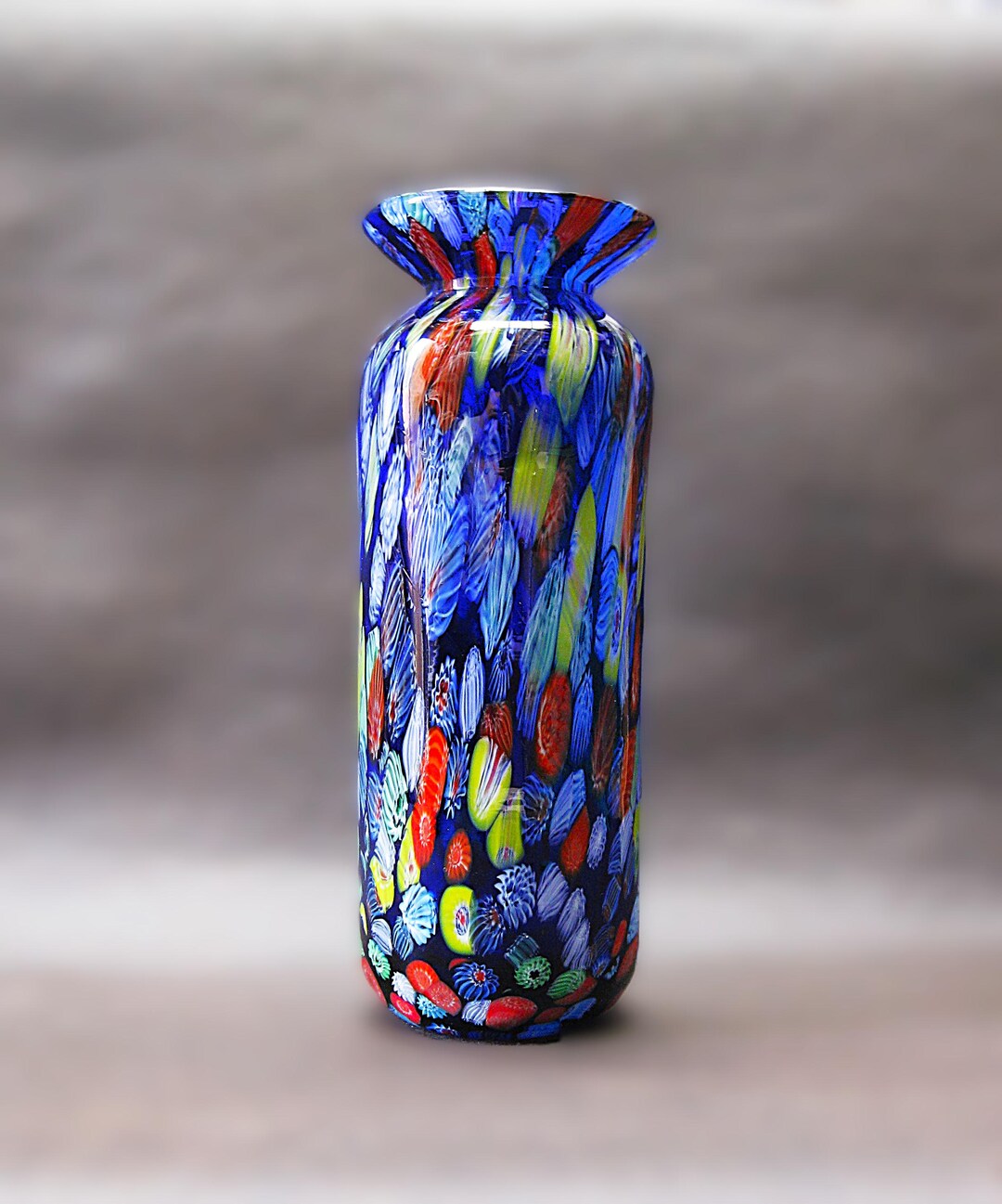 Vintage Art Glass Vase – Colorful Millefiori Floral Design, Hand Blown ...