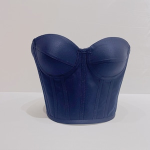 Navy Blue Satin Corset Top: Bridal Bustier - Etsy