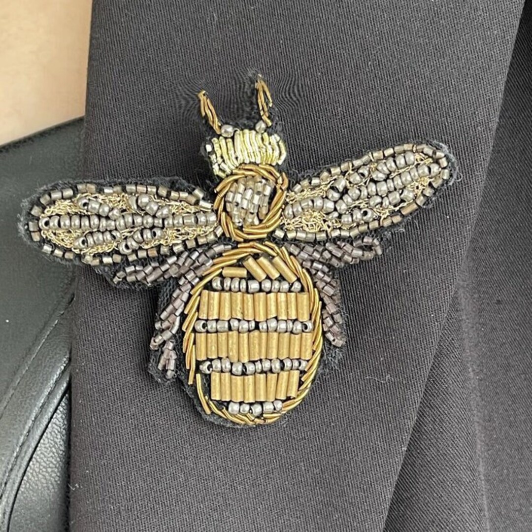 Beaded Bee Brooch | Bee Pin | Handmade Bee Jewelry | Felt Brooch | Wasp ...