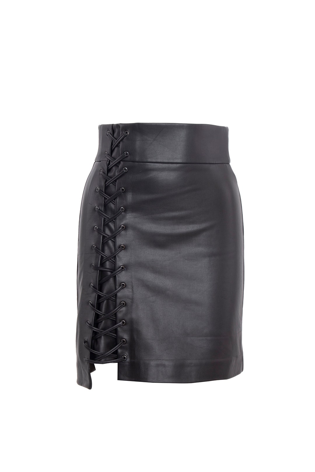 Faux Leather Mini Skirt High Waisted Black Pencil Skirt Etsy