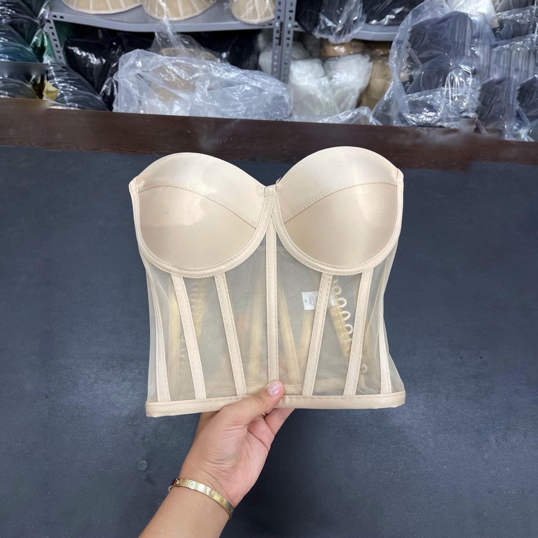 Transparent Corset | Bridal Bustier | Premade Corset | Mesh Bustier | Sheer Bustier | Lingerie ...