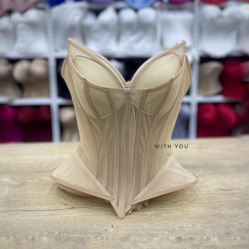 Red Sheer Mesh Corset Top, Handmade Rave Bustier - Etsy