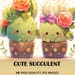 Cute Watercolor Kawaii Cactus Clipart Bundle | Set of Cacti ...
