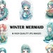 Watercolor Winter Mermaid Clipart for Digital Invitations, Digital ...