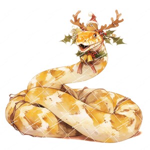 Christmas Snake Clipart, Digital Download, Watercolor, Digital Paper ...