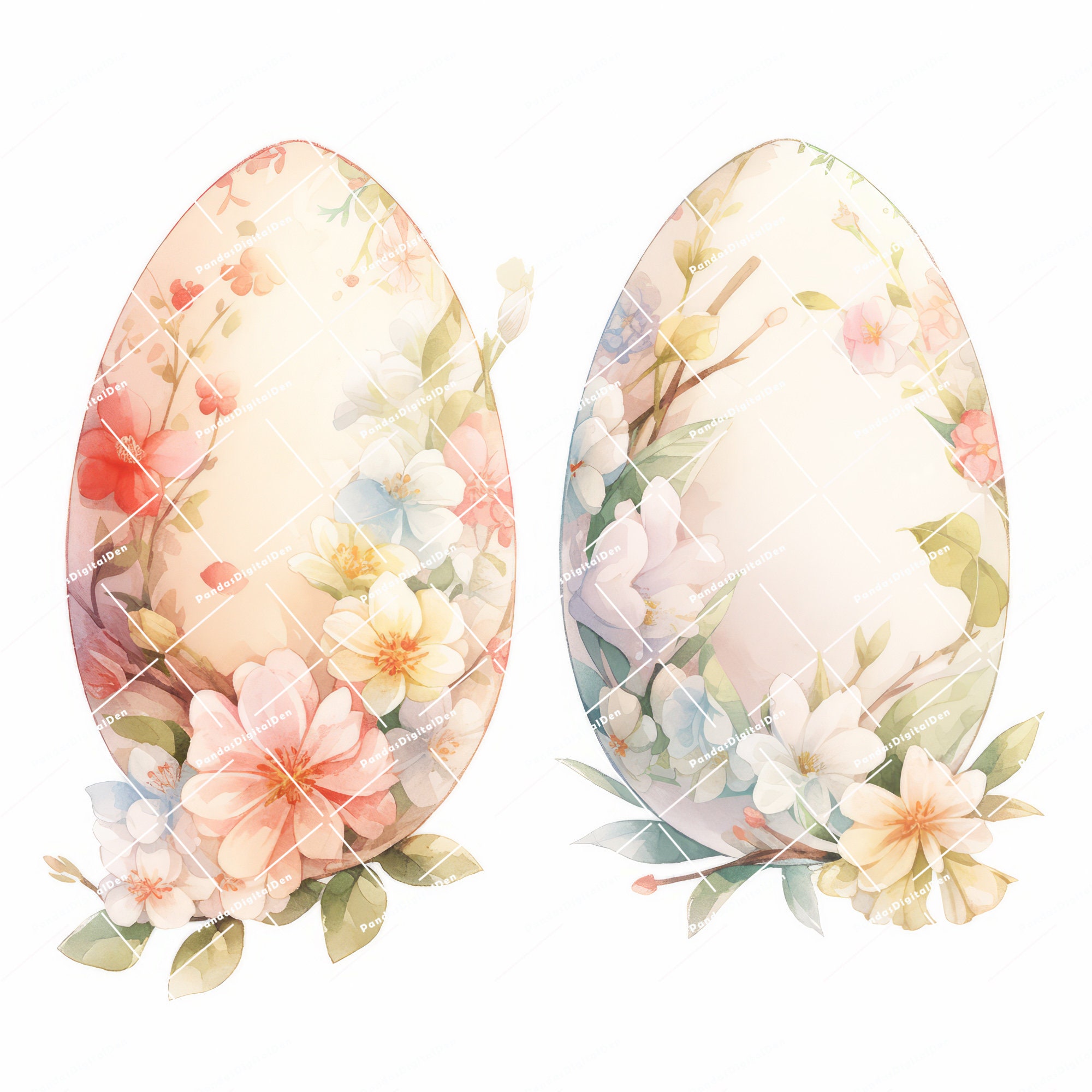 Watercolor Easter Eggs Clipart Cute Easter Elements Watercolor ...