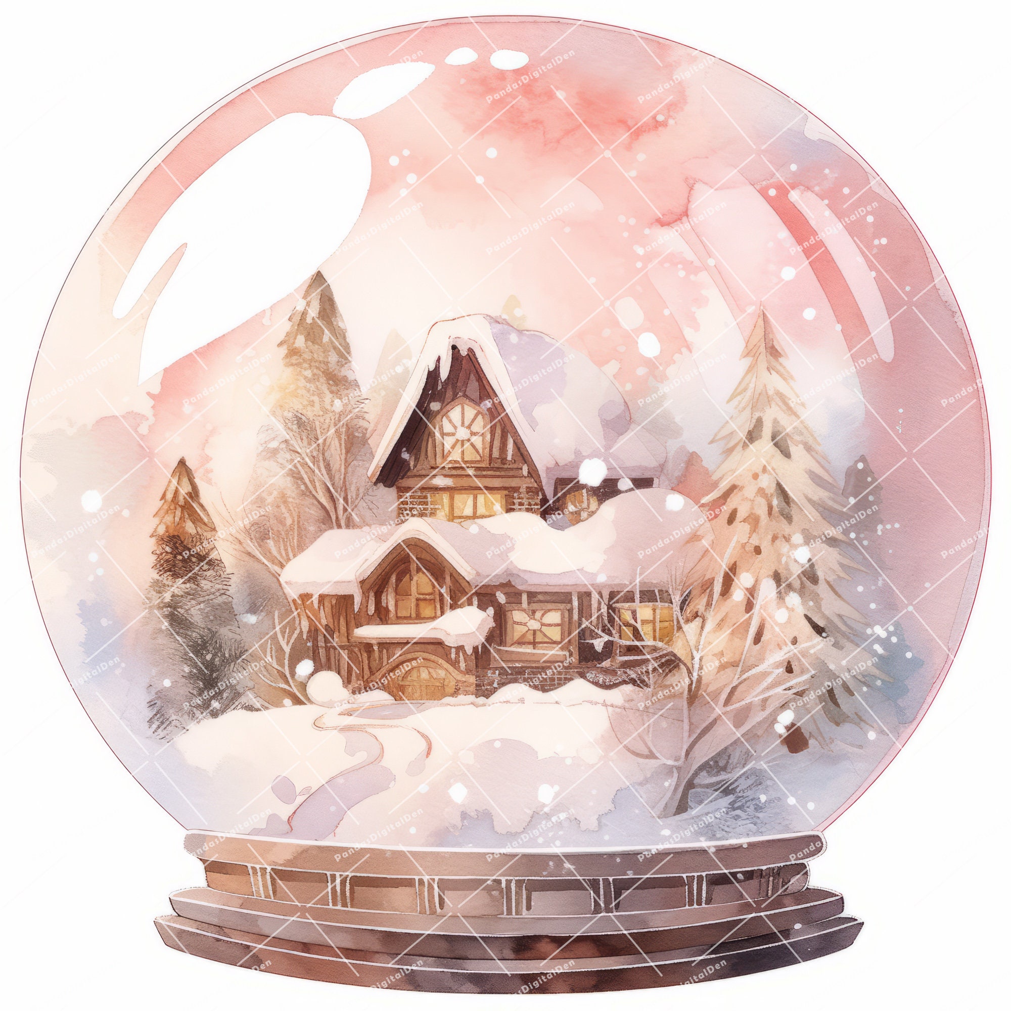 8 Watercolor Christmas Snow Balls Clipart I Muted Ornament I Christmas ...