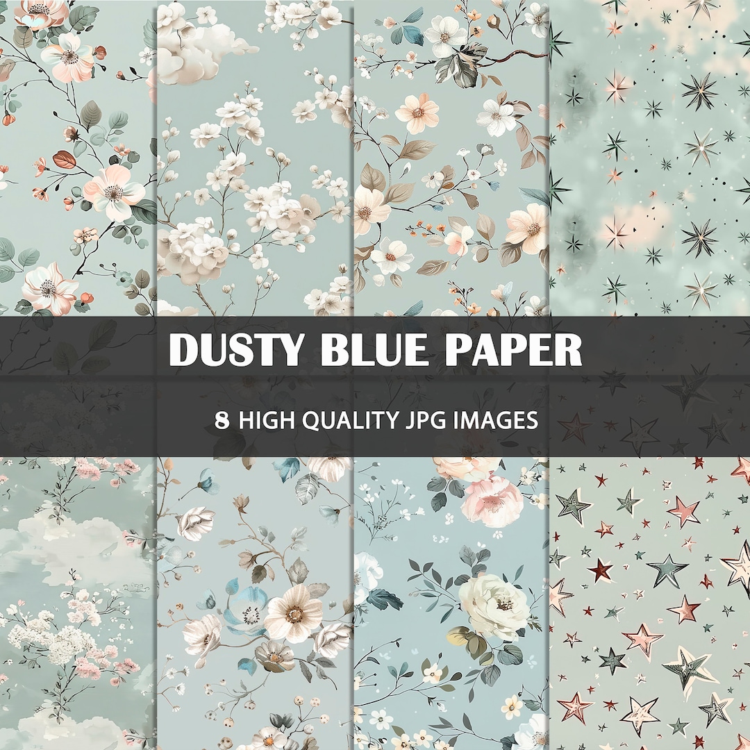 8 Watercolour Seamless Dusty Blue Texture - Seamless Pattern - Blue ...