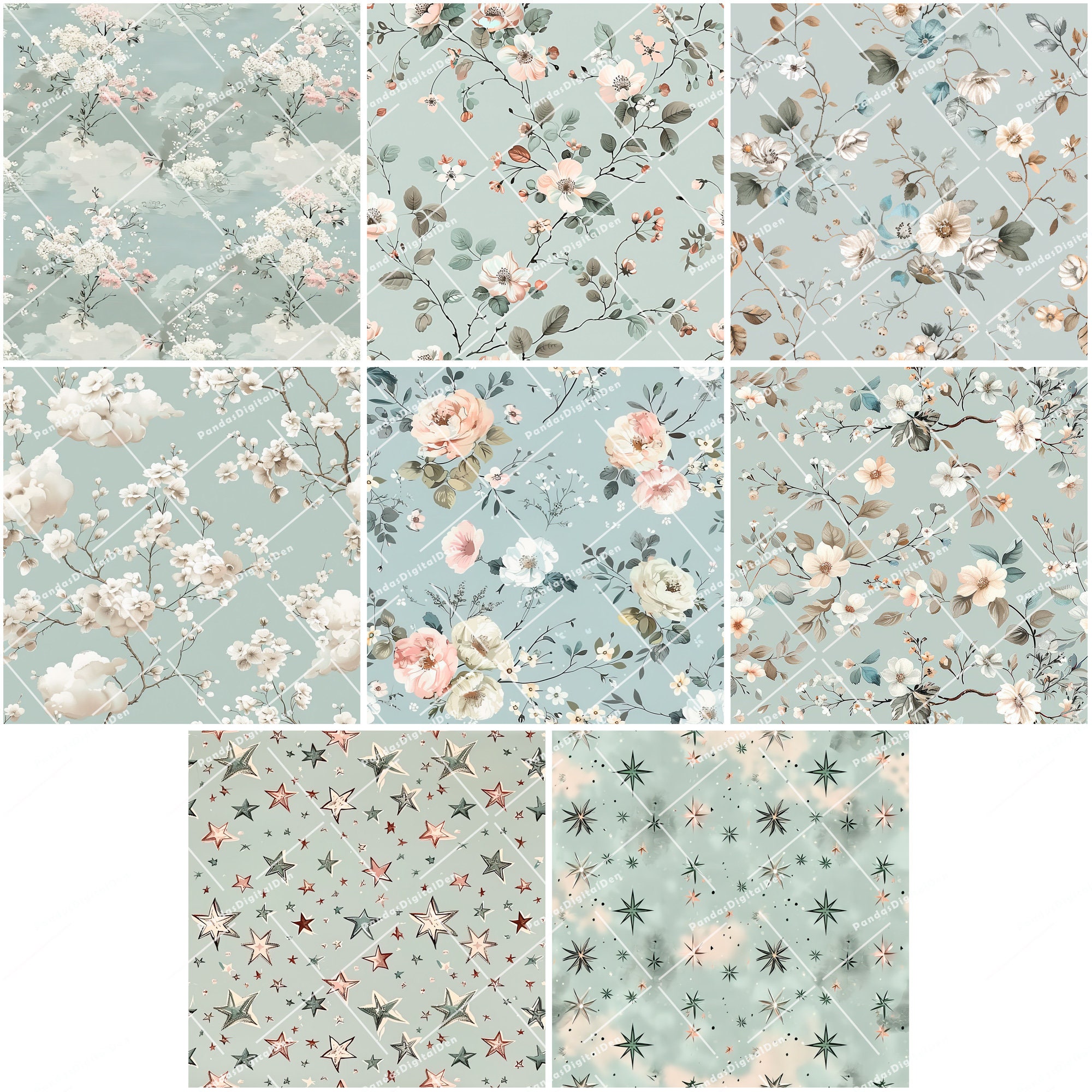 8 Watercolour Seamless Dusty Blue Texture - Seamless Pattern - Blue ...