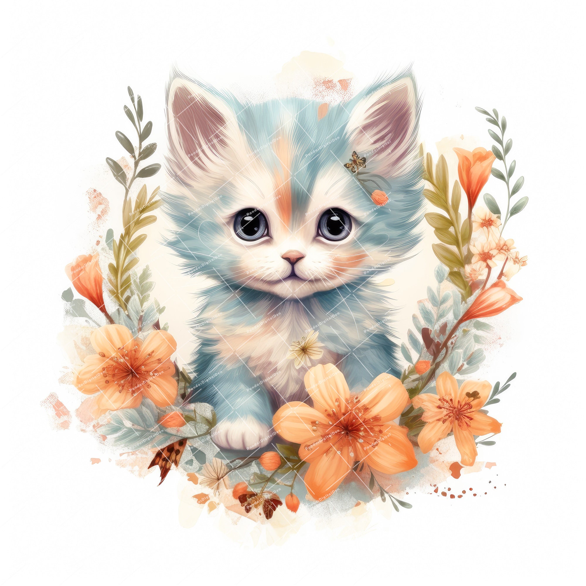 Watercolor Cute Cat Clipart for Digital Invitations, Digital Posters ...