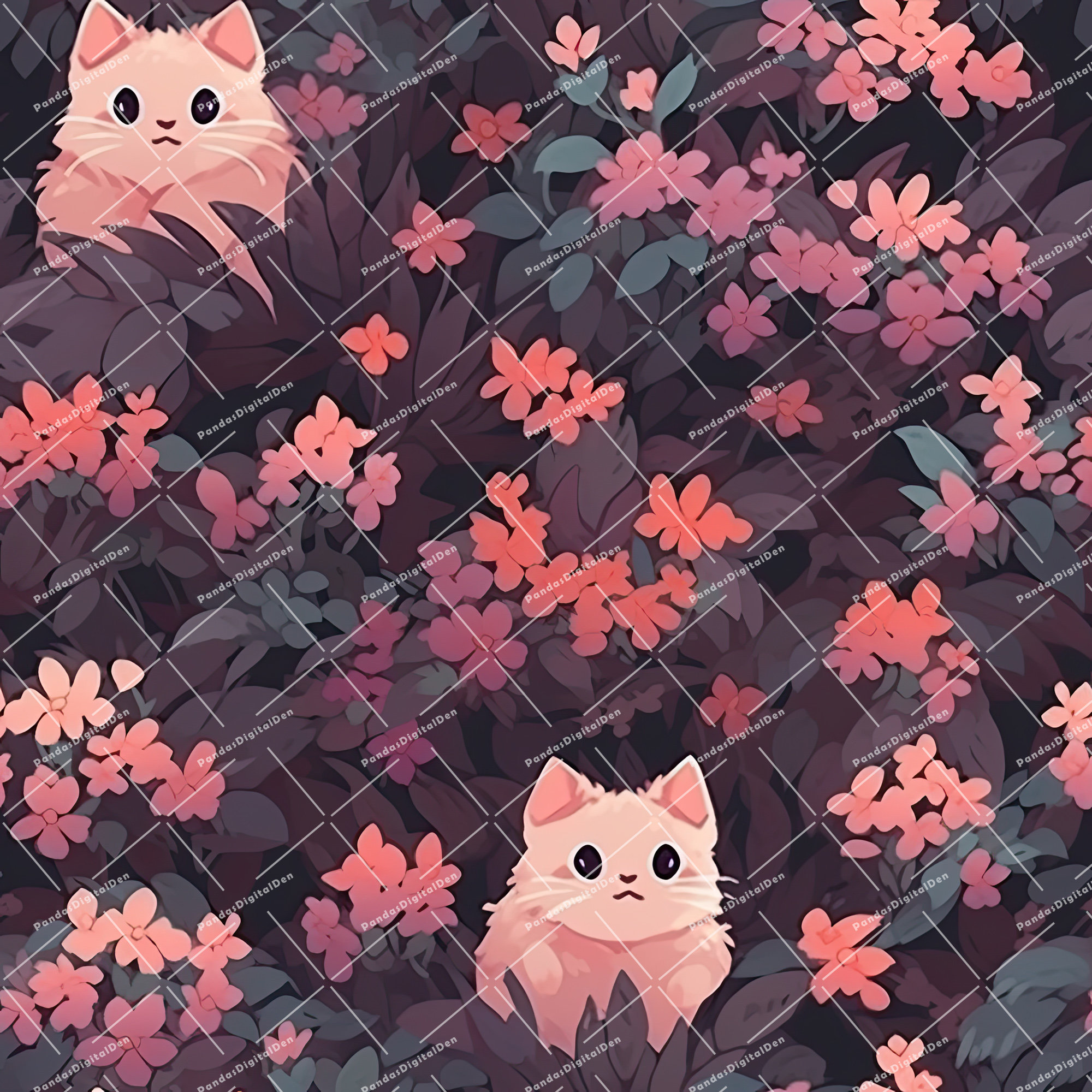 26 Watercolour Seamless Kawaii Cat Texture Seamless Pattern Cat in the ...