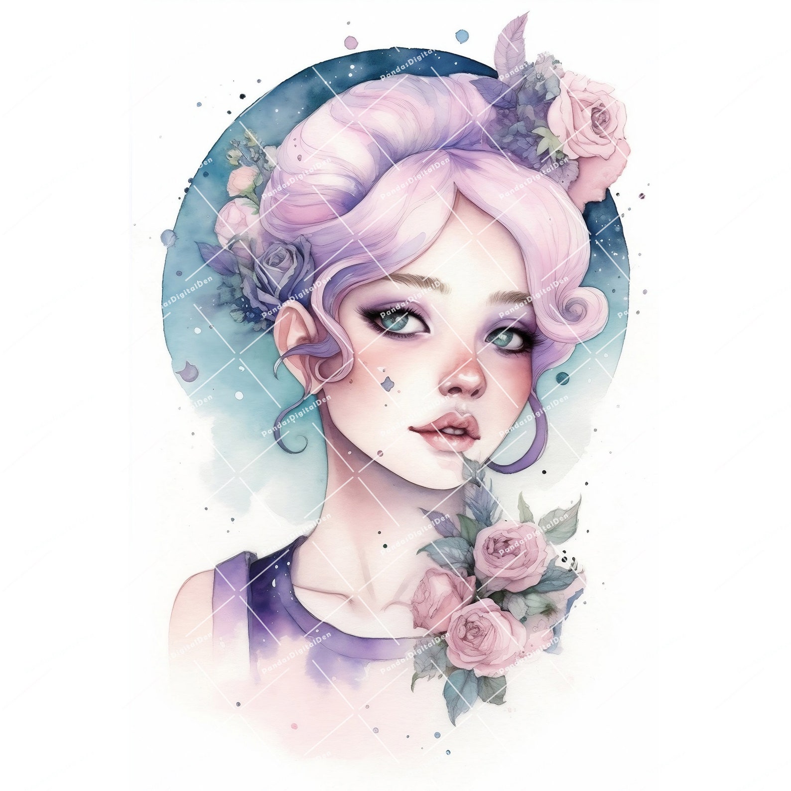 Watercolor Moon Pixie Clipart for Digital Invitations, Digital Posters ...