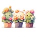 Cute Watercolor Kawaii Cactus Clipart Bundle | Set of Cacti ...