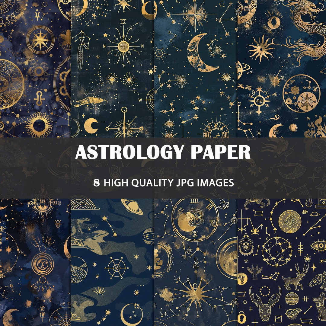 Watercolor Astrology Texture: Seamless Asian Pattern (digital Download ...