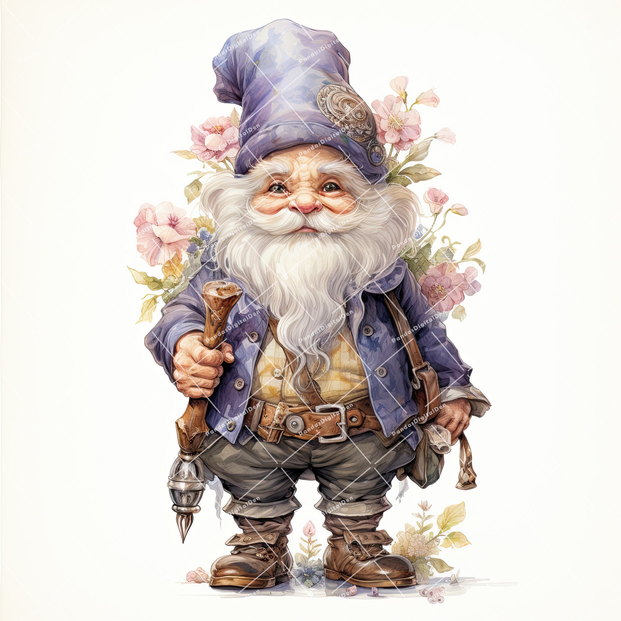 10 Garden Gnomes Portraits Watercolor Clipart Bundle Fantasy Magical ...