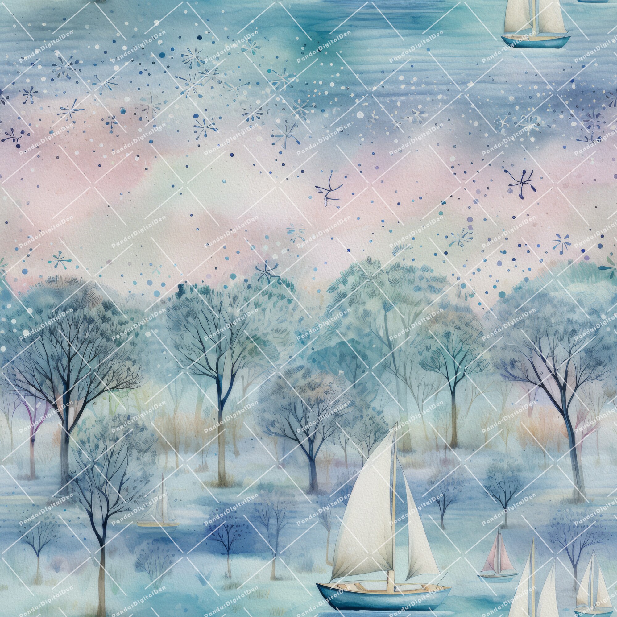 10 Watercolour Seamless Boat Texture - Seamless Pattern - Boat in the ...