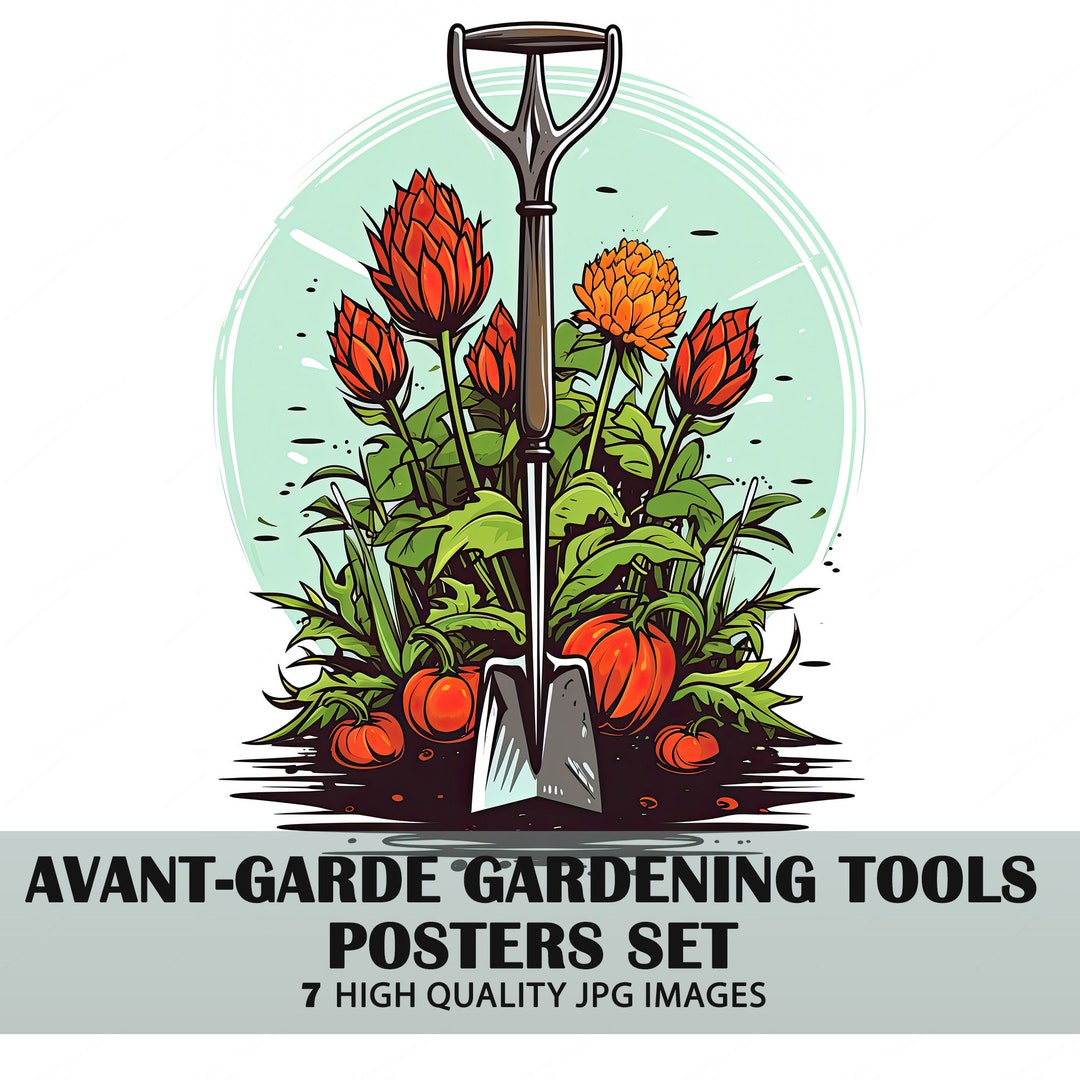 Avant-garde Vector Style Gardening Tools Posters Set for Posters and ...