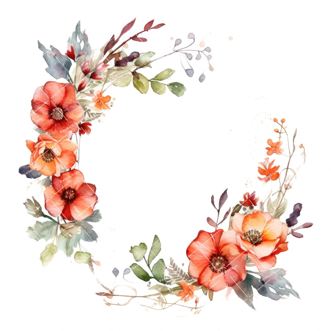 18 Watercolor Floral Frames and Wreaths Clipart for Digital - Etsy